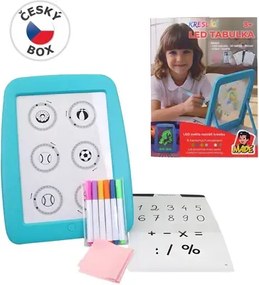MADE Kreslicí tabulka LED s podsvícením / 20 karet / 6 fixů + houbička