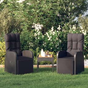 Polohovací zahradní židle s poduškami 2 ks černé polyratan - Default Title