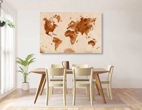 Obraz mapa světa v retro provedení - 90x60 cm