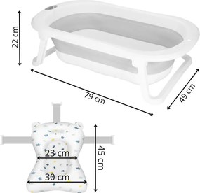 Vanička pro miminko s teploměrem + podložka skládací 40L SPRINGOS MIZZY šedá