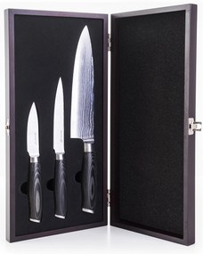 Sada nožů G21 Gourmet Damascus v bambusovém bloku 5 ks + brusný kámen