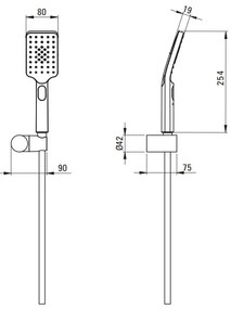 Deante Alpinia, 1-bodová ruční sprchová souprava s bodovým držákem, černá matná, NGA_N41K