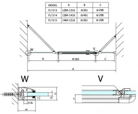 Polysan FORTIS LINE sprchové dveře do niky trojdílné 1300mm, čiré sklo, levé FL1513L