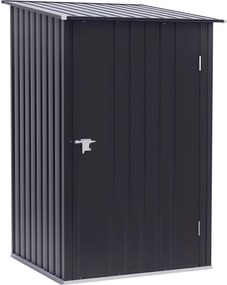 Ocelová kůlna na nářadí Outsunny 1,6m³ 100x103x160cm s pultovou střechou a zámkem - Voděodolná zahradní kůlna na venkovní použití, tmavě šedá | Aosom