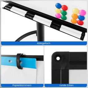 Costway Stojan na flipchart na kolečkách s magnety a popisovači, výška tabule