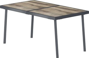Outsunny zahradní stůl balkonový stůl 145 x 85 cm jídelní stůl pro 6 osob se vzhledem dřeva a šedým ocelovým rámem pro zahradu a terasu