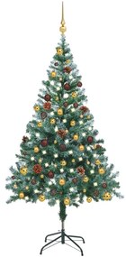Námrazou pokrytý vánoční stromek LED sada koulí a šišky 150 cm,  3077527 HangarStore.cz