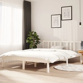 Rám postele bílý masivní dřevo 140 x 200 cm,  814885 HangarStore.cz