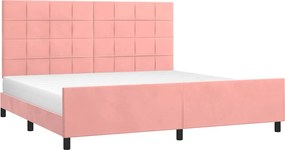 Rám postele s čelem růžový 200x200 cm samet 3125780