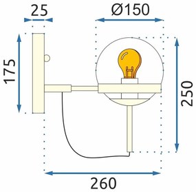 Toolight - Nástěnná lampa E27 60W APP910-1W, zlatá, OSW-06678