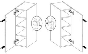 ARONA | horní skříňka 30 G-90 1F s policemi | 30 cm | UNI dvířka | VYSOKÁ | černá/kašmír