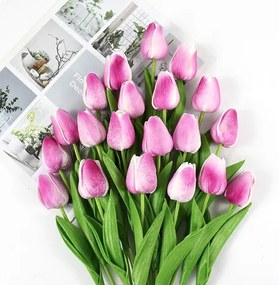 Bytová dekorace - kytice umělých tulipánů Balení: 5 ks, Barvy: K06 RŮŽOVOBÍLÁ