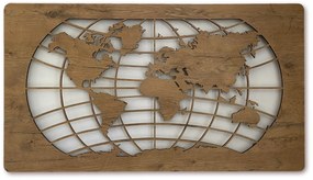 Li-Go "Mapa světa rovnoběžky" světelný obraz 230V 110x60cm provedení povrchu: dub světlý