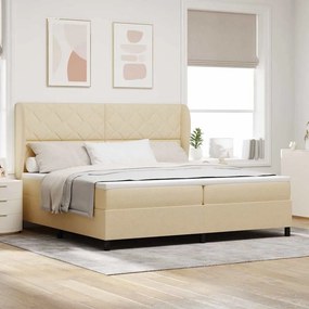 Postel s boxspringem s čelo Krémová 200 x 200 cm textil 3340653