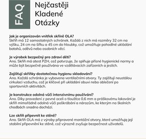 Plechová šatní skříň s 12 boxy OLA, 1090 x 1200 x 450 mm, šedo-více barevní
