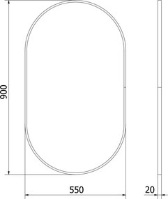 Mexen Loft oválné koupelnové zrcadlo 90 x 55 cm, černý rám - 9851-090-055-000-70