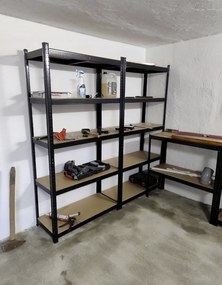 Fistar AKCE - Balíček : 4x Regál 180x90x40 cm lakovaný 5-policový, nosnost 875 kg - ČERNÝ