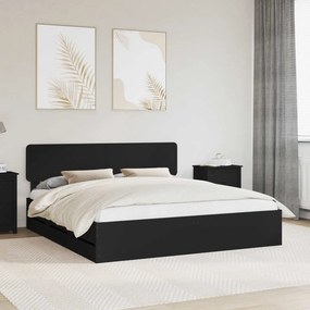 Rám postele se zásuvkou Černý 200 x 200 cm Dřevěný materiál 3412151