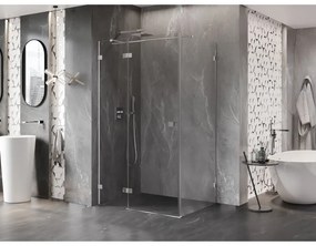Mexen Lunar T, sklápěcí sprchový kout levý 110 x 80 cm, 8mm čiré sklo, chromový profil, 834T-110-080-01-00-L