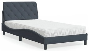Postel s matrací tmavě šedá 100 x 200 cm samet 3208641