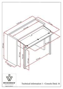 Pracovní stůl s bílou deskou 36x110 cm Mel – Woodman