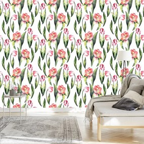 Tapeta Na Zeď Malované Kvetoucí Tulipány Vliesová tapeta 53x1000