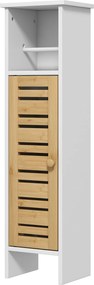 HOMCOM Koupelnová skříňka s držákem toaletního papíru a odnímatelnou tyčí 3 úrovně + držák toaletního papíru, 21 š x 17 h x 78 v cm, bambus a bílá