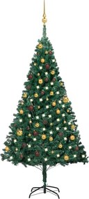 vidaXL Umělý vánoční stromek s LED a sadou koulí zelený 180 cm PVC [3077713] Barva: zelená a zlatá