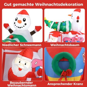 Costway 177 cm nafukovací vánoční dekorace LED Santa Claus v autě Vánoční