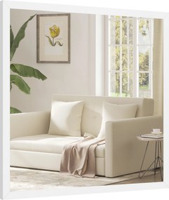 HOMCOM čtvercové nástěnné zrcadlo 50 × 50 cm, bílý MDF rám