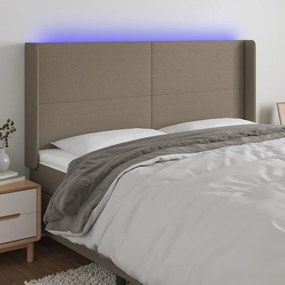 Čelo postele s LED taupe 163 x 16 x 118/128 cm textil