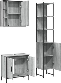 3dílný set koupelnových skříněk šedý sonoma kompozitní dřevo 3214743