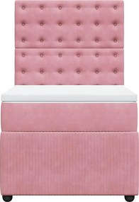 Box spring postel s matrací růžová 90x190 cm samet 3294531