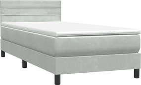 Box spring postel s matrací a LED Světle šedá 90x220 cm Samet 3317007