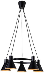 Černo-zlatý závěsný lustr More pro žárovku 5x E27  - Candellux