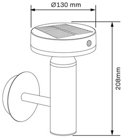 LED Solární nástěnné svítidlo se senzorem GWINEA LED/4,5W/3,7V IP44 černá