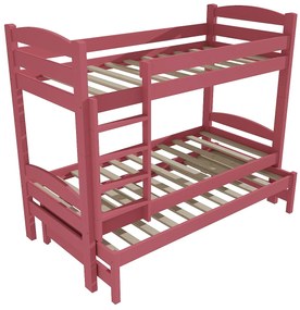 Vomaks Patrová postel s výsuvnou přistýlkou PPV 010 Rozměr: 90 x 200 cm, Barva: barva růžová, Prostor mezi lůžky: 80 cm