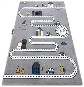 Dětský kusový koberec PETIT Cesta auta domy šedý Rozměr: 120x170 cm