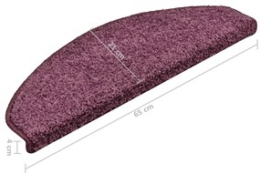 vidaXL Marketos Schodové rohože 15 ks 65 x 21 x 4 cm tmavě fialové, půlkulaté, velké