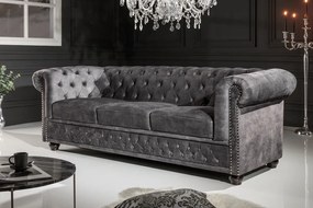 Designová trojsedačka Chesterfield 205 cm tmavě šedá