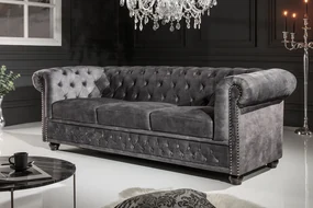 Designová trojsedačka Chesterfield 205 cm v tmavě šedé