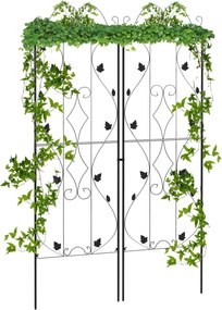 Outsunny sada 2 ocelových mříží – zapichovací, odolné proti korozi, listový vzor, 50 x 181 cm | Aosom