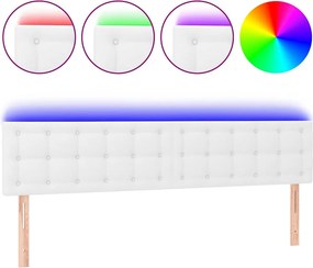 Čelo postele s LED bílé 160x5x78/88 cm umělá kůže 3121709