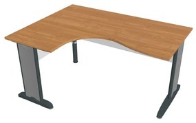 Stůl ergo vlna pravý 160×120/80 cm - Hobis Cross CE 2005 P Dekor stolové desky: olše, Dekor lamino podnože: bílá, Barva nohou: černá