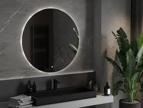 Mexen Erg, kulaté LED podsvícené koupelnové zrcadlo 100 cm, 6000K, topná podložka proti zamlžování, 9823-100-100-611-00