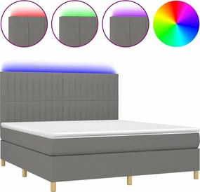 Box spring postel s matrací a LED tmavě šedá 180x200 cm textil 3135614