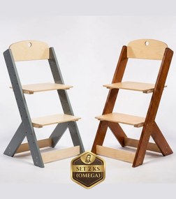 Lucas Wood Style - rostoucí židle OMEGA III zvýhodněný set 2 ks - šedá +  mahagon