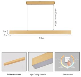 Brilagi - LED Lustr na lanku SLEEKLINE LED/40W/230V 3000/4500/6000K dekor dubu