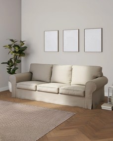 Potah na pohovku IKEA  Ektorp 3-místná, nerozkládací barva béžová látka pletený vzor