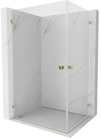Mexen Lunar-B Duo, výklopný sprchový kout 100 x 70 cm, 8mm čiré sklo, zlatý profil, 832-100L-070P-50-00